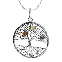 OSTSEE-SCHMUCK Damen Kette mit Anh&auml;nger "- Lebensbaum - Silber 925/000 - Bernstein", 60, Silber 925 (Sterlingsilber), silber, Silber 925