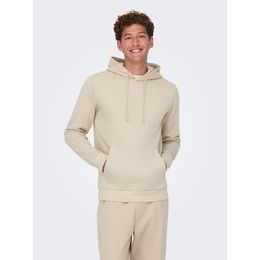 Only & Sons ONLY & SONS Herren Kapuzensweatshirt "ONSCHASE REG HOOD SWEAT OTL", silber, Gr. S, unifarben, angeraute Sweatware, Obermaterial: 52% Baumwolle, 48%