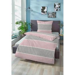 Bettw&auml;sche Biberna, rosa, Biber, 100% Baumwolle, Bettw&auml;sche