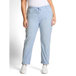 Tom Tailor PLUS Damen Jogger Pants, blau, Gr. 44, Web, Obermaterial: 92% Baumwolle, 5% Polyester, 3% Elasthan. Futter: 100% Baumwolle, Hosen, im