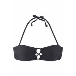 Sunseeker Damen Bandeau-Bikini-Top "Fancy", schwarz, Gr. 32, Strukturmuster, Obermaterial: 92% Polyamid, 8% Elasthan. Futter: 100% Polyamid,