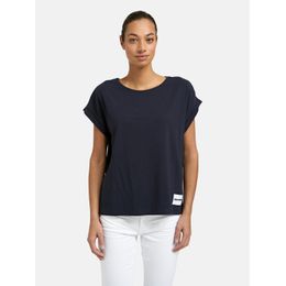 Smith & Soul SMITH & SOUL Damen T-Shirt, blau, Gr. S, unifarben, Single Jersey, Obermaterial: 46% Baumwolle, 46% Lyocell, 8% Elasthan, Shirts, mit Umschlagsaum,