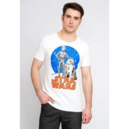 logoshirt Herren T-Shirt "C-3PO & R2-D2", wei&szlig;, Gr. L, bedruckt, 100% Baumwolle, Shirts, mit lizenzierten Originaldesign
