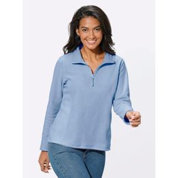 Casual Looks Damen Fleeceshirt "Fleece-Shirt", blau, Gr. 38, meliert, unifarben, 100% Polyester, Shirts