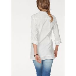 Aniston CASUAL Damen Longbluse, wei&szlig;, Gr. 36, unifarben, Web, Obermaterial: 100% Baumwolle, Blusen, mit dekorativer Biesenverarbeitung