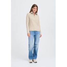 oxmo Damen Troyer "Troyer OXBallino", beige, Gr. XS, Obermaterial: 93% Polyester PES. 5% Wolle mw. 2% Elasthan EL., Pullover