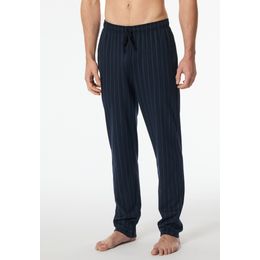 Schiesser Herren Pyjamahose "Mix + Relax", Gr. 48, blau, Single Jersey, Obermaterial: 100% Baumwolle, Hosen, gestreift, seitliche Taschen, Bindekordel