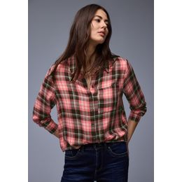 Street One Damen Langarmblusestriking coral, Gr. 40, kariert, Web, Obermaterial: 100% Viskose, Blusen, in Karo-Optik und als Viskose