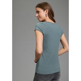 Laura Scott Damen T-Shirt, gr&uuml;n, Gr. 34, bedruckt, Jersey, Obermaterial: 95% Baumwolle, 5% Elasthan, Shirts, sehr figurbetonte Passform, mit