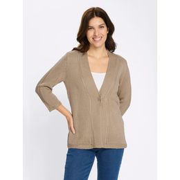 Classic Basics Damen Strickjackebeige, Gr. 42, unifarben, 100% Polyacryl, Strickjacken