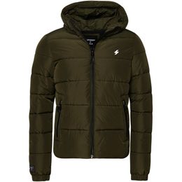 Superdry Herren Steppjacke "HOODED SPORTS PUFFR JACKET", gr&uuml;n, Gr. XXXL, unifarben, Web, Obermaterial: 100% Polyester, Jacken, mit kontrastfarbener