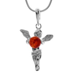 OSTSEE-SCHMUCK Damen Kette mit Anh&auml;nger "- Elfe - Silber 925/000 - Bernstein", 50, Silber 925 (Sterlingsilber), silber, Silber 925 (Sterlingsilber),