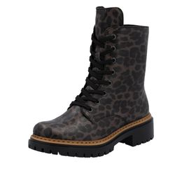 Rieker Damen Schn&uuml;rboots, Gr. 36, grau, Lederimitat, Schuhe, Schn&uuml;rstiefelette, Profilsohle, in veganer Verarbeitung