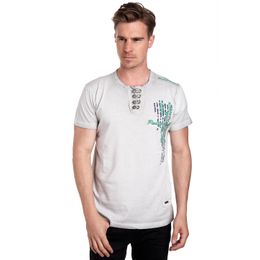 Rusty Neal Herren T-Shirt, grau, Gr. S, mehrfarbig, 100% Baumwolle, Shirts, mit schicker Knopfleiste