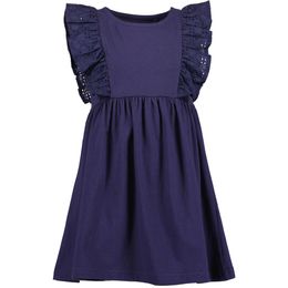 Blue Seven M&auml;dchen Jerseykleid, blau, Gr. 104, unifarben, Jersey, Obermaterial: 100% Baumwolle, Kleider, mit toller Lochspitze