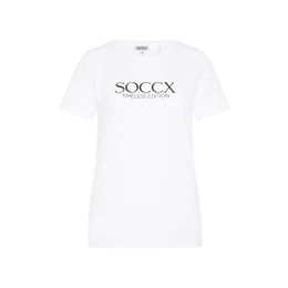 SOCCX Damen Rundhalsshirt, wei&szlig;, Gr. XXXL, bedruckt, Single Jersey, Material: 100% Baumwolle, Shirts, aus Baumwolle