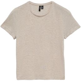 V&eacute;ro Moda VERO MODA Damen Kurzarmshirt "VMKYLIE SHORT SS TOP JRS NOOS"light grau melange, Gr. L, meliert, unifarben, Jersey, Obermaterial: 90% Lyocell, 10%