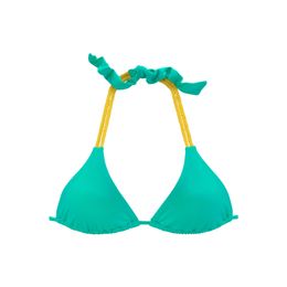Venice Beach Damen Triangel-Bikini-Top "Anna", gr&uuml;n, Gr. 36, kontrastfarbene Details, unifarben, Polyamid, Bikini-Oberteile, mit geflochtenen Details