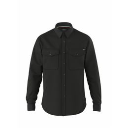Replay Herren Langarmhemd, schwarz, Gr. XL, unifarben, Twill, Obermaterial: 100% Baumwolle, Hemden