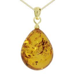 OSTSEE-SCHMUCK Damen Kette und Anh&auml;nger Set "- Tropfen ca. 22 mm lang - Gold 333/000 - Bernstein", 42, gold, Gelbgold 333, Schmuck_Sets