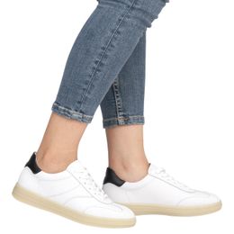 Remonte Damen Sneaker, Gr. 37, schwarz-wei&szlig;, Leder, Schuhe, Freizeitschuh, Halbschuh, Schn&uuml;rschuh mit gepolstertem Schaftrand
