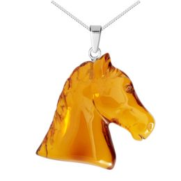 OSTSEE-SCHMUCK Damen Kette mit Anh&auml;nger "- Pferd - Bernstein -", 42, Bernstein, silber, Bernstein, Schmuck_Sets