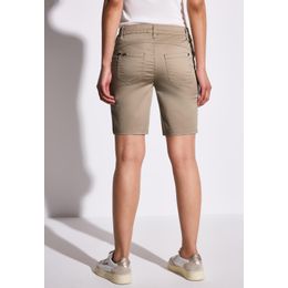 Street One Damen Shorts, beige, Gr. 46, unifarben, Web, 97% Baumwolle, 3% Elasthan, Hosen, 4-Pocket Style