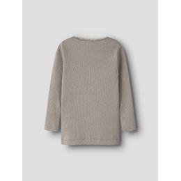name it M&auml;dchen Langarmshirt "NMFKAB LS TOP NOOS", beige, Gr. 98, meliert, unifarben, Feinripp, Obermaterial: 57% Baumwolle, 38% Modal, 5% Elasthan,