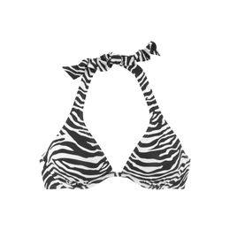 Venice Beach Damen B&uuml;gel-Bikini-Top "Fjella", schwarz-wei&szlig;, Gr. 38, Microfaser, Polyamid, Bikini-Oberteile, in zweifarbiger Animal-Optik