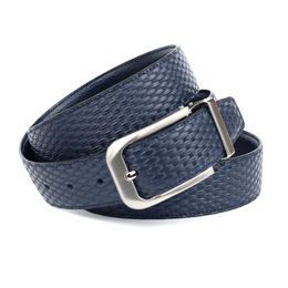 Anthoni Crown Herren Lederg&uuml;rtel, blau, Gr. 95, unifarben, Leder, G&uuml;rtel, Wendeg&uuml;rtel Hirsch-/Flechtpr&auml;gung in dunkelblau