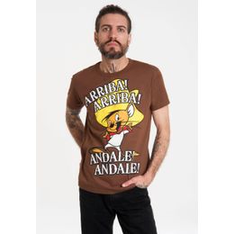 logoshirt Herren T-Shirt "Looney Tunes - Speedy Gonzales", braun, Gr. XS, bedruckt, 100% Baumwolle, Shirts, mit lizenziertem Print
