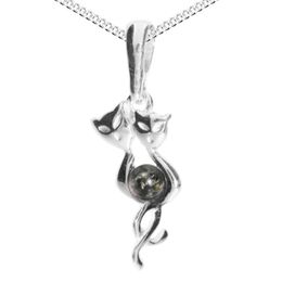 OSTSEE-SCHMUCK Damen Kette mit Anh&auml;nger "- Katze - Silber 925/000 - Bernstein", 40, Silber 925 (Sterlingsilber), silber, Silber 925 (Sterlingsilber),