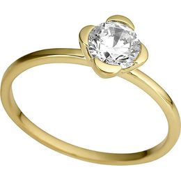 Firetti Damen Fingerring "Schmuck Geschenk Gold 333 Damenring Goldring Solit&auml;r Blume", 19, Gelbgold 333, 1,5mm, gold, Gelbgold 333, Fingerringe, mit