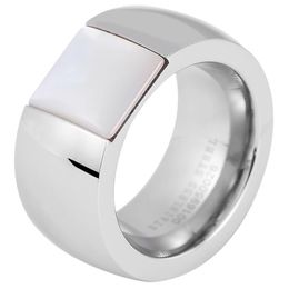 Adelia&acute;s ADELIA ́S Damen Fingerring "Damen Ring aus Edelstahl mit Perlmutt", 56, Edelstahl, silber, Edelstahl, Fingerringe