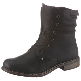 Rieker Damen Schn&uuml;rboots, Gr. 37, schwarz, Nubuklederimitat, Schuhe, Stiefelette, Blockabsatz, mit dezenter Schn&uuml;rung