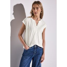 Street One Damen T-Shirt, wei&szlig;, Gr. 46, unifarben, Web, 100% Baumwolle, Shirts, aus reiner Baumwolle