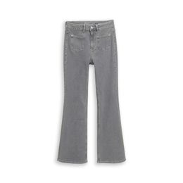 Tom Tailor Denim Damen TTAVA FLARED Jeans mit aufgesetzten Taschen, grau, Uni, Gr. 27/32