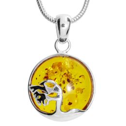 OSTSEE-SCHMUCK Damen Kette mit Anh&auml;nger "- Windfl&uuml;chter 16 mm - Silber 925/000 - Bernstein", 50, Silber 925 (Sterlingsilber), silber, Silber 925