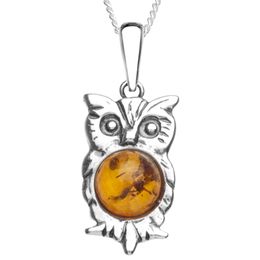 OSTSEE-SCHMUCK Damen Kette mit Anh&auml;nger "- Uhu - Silber 925/000 - Bernstein", 45, Silber 925 (Sterlingsilber), silber, Silber 925 (Sterlingsilber),