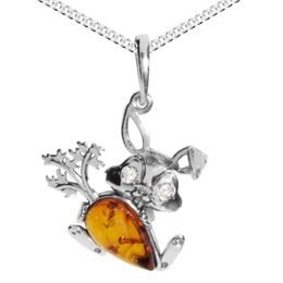 OSTSEE-SCHMUCK Damen Kette mit Anh&auml;nger "- Hase mit M&ouml;hre - Silber 925/000 - Bernstein/Zirk.", 42, Silber 925 (Sterlingsilber), silber, Silber 925