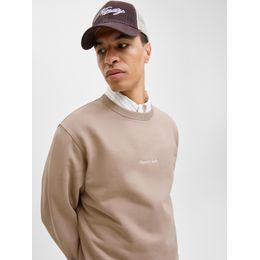 Jack & Jones JACK & JONES Herren Sweatshirt "JORNORREBRO EMB SWEAT CREW NOOS", beige, Gr. S, bedruckt, unifarben, angeraute Sweatware, Obermaterial: 89%