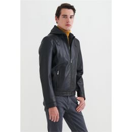 Pierre Cardin Herren Outdoorjacke, schwarz, Gr. M, unifarben, 100% Polyester, Jacken, aus Kunstleder