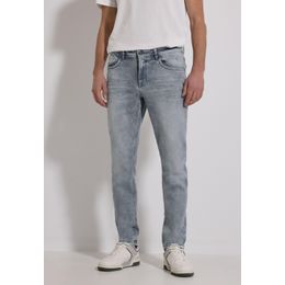 Slim-fit-Jeans Street One MEN, Herren, Gr. 31, L&auml;nge 32, light grau random wash, Jeans, 81% Baumwolle, 18% Polyester, 1% Elasthan, unifarben, lang, Jeans Slim-fit-Jeans, Middle Waist