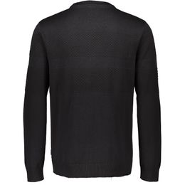 LINDBERGH Herren Strickpullover, schwarz, Gr. M, unifarben, Strick, Obermaterial: 100% Baumwolle, Pullover, mit Struktur