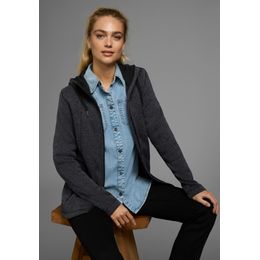 Polarino Damen Strickfleecejacke, grau, Gr. 44, meliert, Strick, Obermaterial: 100% Polyester. Kapuzenfutter: 100% Baumwolle, Jacken, f&uuml;r kalte Tage,