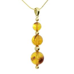 OSTSEE-SCHMUCK Damen Kette und Anh&auml;nger Set "- Kugel 8/10/12 mm - Gold 333/000 - Bernstein", 42, gold, Gelbgold 333, Schmuck_Sets
