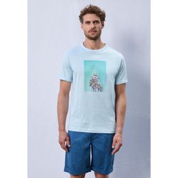 Street One MEN Herren T-Shirt, blau, Gr. L, bedruckt, Web, 100% Baumwolle, Shirts, aus reiner Baumwolle