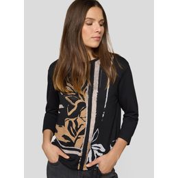 Rabe Damen 3/4-Arm-Shirt, schwarz, Gr. 42, bedruckt, Jersey, Obermaterial: 95% Baumwolle, 5% Elasthan, Shirts, mit Frontprint und Nieten