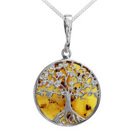 OSTSEE-SCHMUCK Damen Kette mit Anh&auml;nger "- Lebensbaum 21 mm - Silber 925/000 - Bernstein", 45, Silber 925 (Sterlingsilber), silber, Silber 925