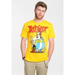 logoshirt Herren T-Shirt "Asterix & Obelix", gelb, Gr. L, bedruckt, 100% Baumwolle, Shirts, mit coolem Print